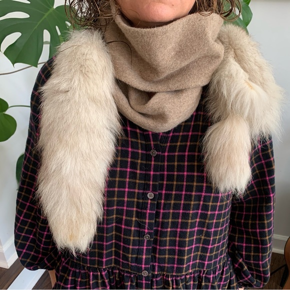 Accessories | Vintage Wool Scarf With Fur Tails | Poshmark